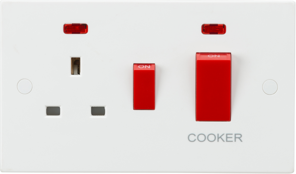 45A DP Cooker Switch and 13A Socket with Neons 45A DP Cooker Switch and 13A Socket with Neons